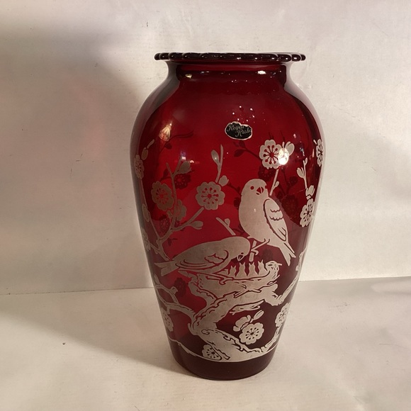 Accents | Vintage Royal Ruby Vase With Birds | Poshmark